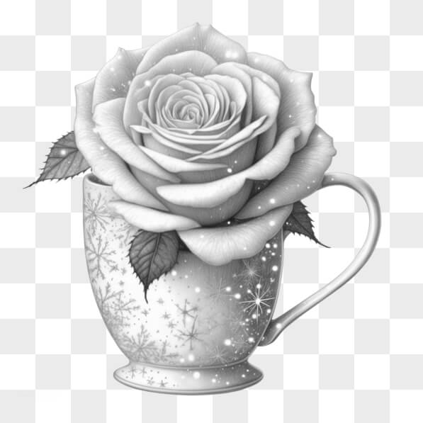 Download Monochromatic Rose in Decorative Cup Sketches Online ...
