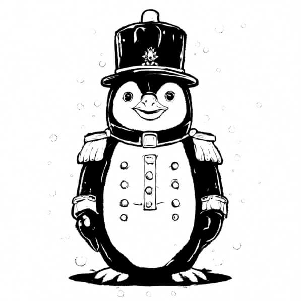 Download Whimsical Penguin in Military Uniform Coloring pages Online ...