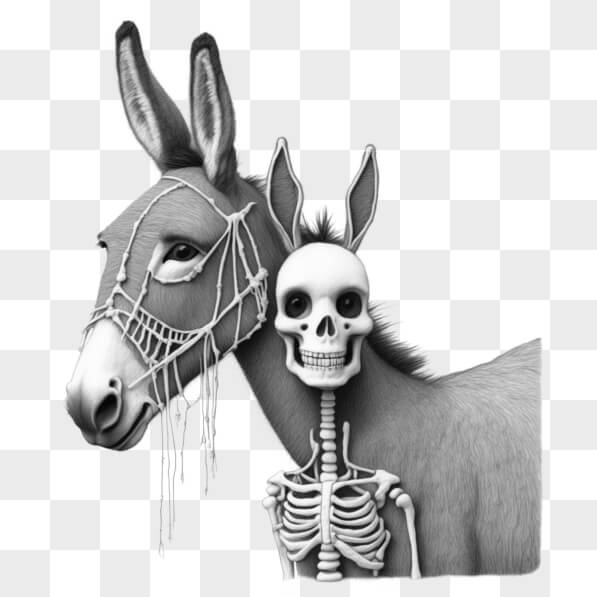 Baixe Ilustração Surreal de Burro e Esqueleto Sketches - Creative Fabrica