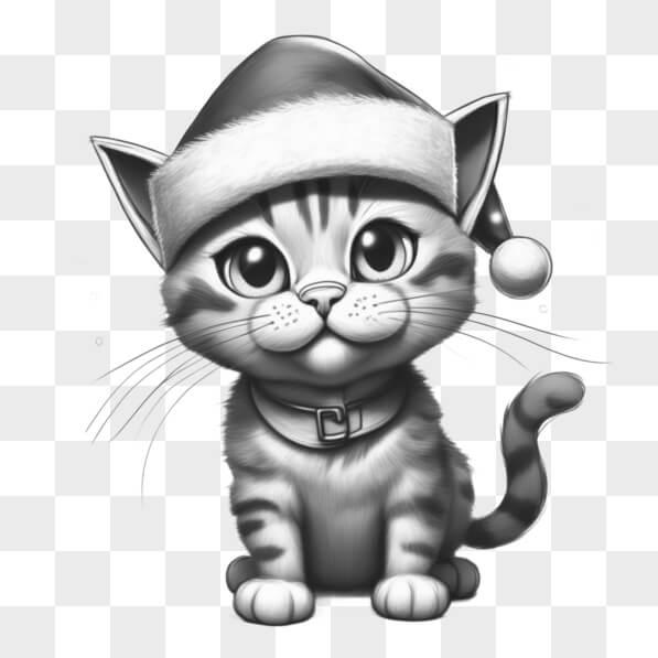 Descarga Gato festivo con sombrero de Santa Bocetos En Línea - Creative ...