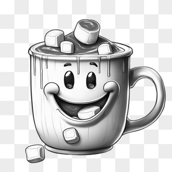 Download Cheerful Cup of Hot Chocolate with Marshmallows Sketches ...