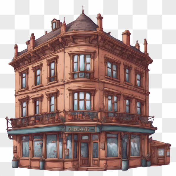 Download Charming Corner Building with Balconies Cartoons Online ...