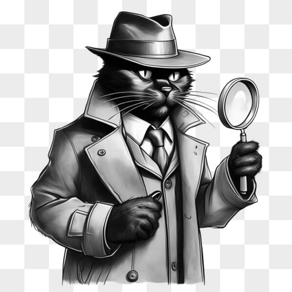 Descarga Gato detective sosteniendo una lupa Bocetos En Línea ...
