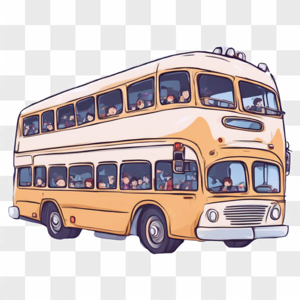 Download Vintage Double-Decker Bus Filled with Passengers Cartoons ...