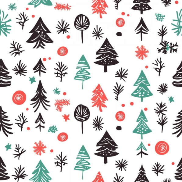 Download Whimsical Holiday Pattern with Trees and Ornaments Patterns ...