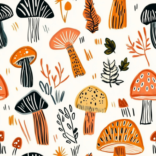 Download Illustrated Mushroom Pattern Patterns Online - Creative Fabrica