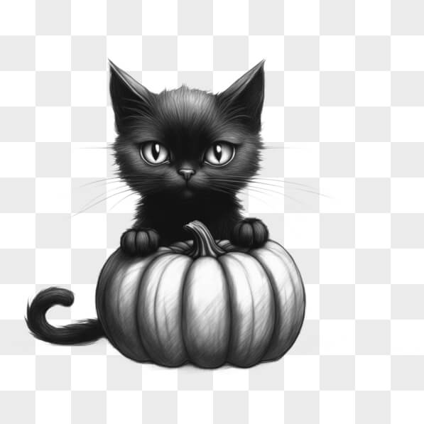 Download Schattige zwarte kitten op pompoen Schetsen online op Creative ...