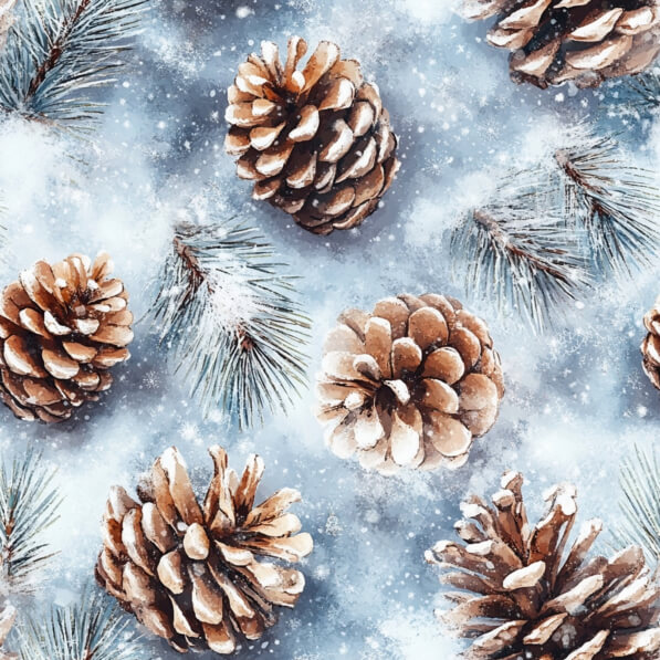Download Winter Pine Cones and Snow Background Patterns Online ...