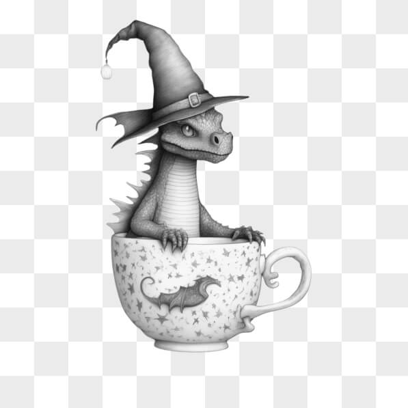 Download Whimsical Dragon in a Teacup Sketches Online - Creative Fabrica