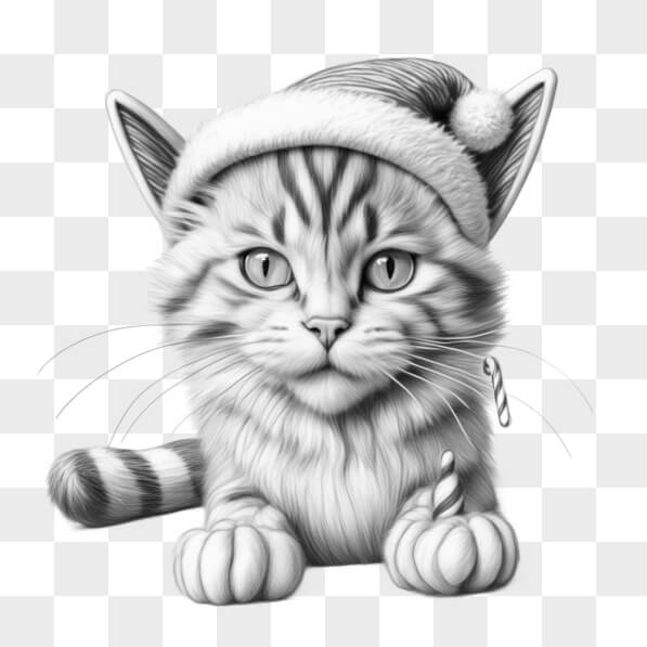 Descarga Gato adorable con gorro de Santa y bastón de caramelo Bocetos ...