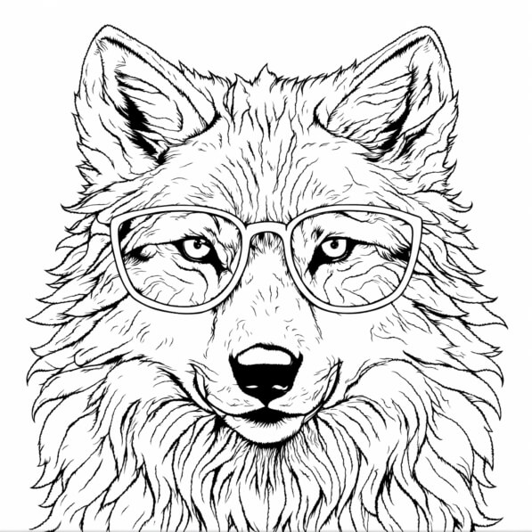 Descarga Ilustración artística de un lobo con gafas Páginas para ...