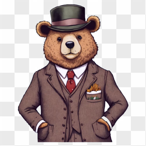 Download Friendly Brown Bear in Orange Flower Circle Cartoons Online - Creative Fabrica