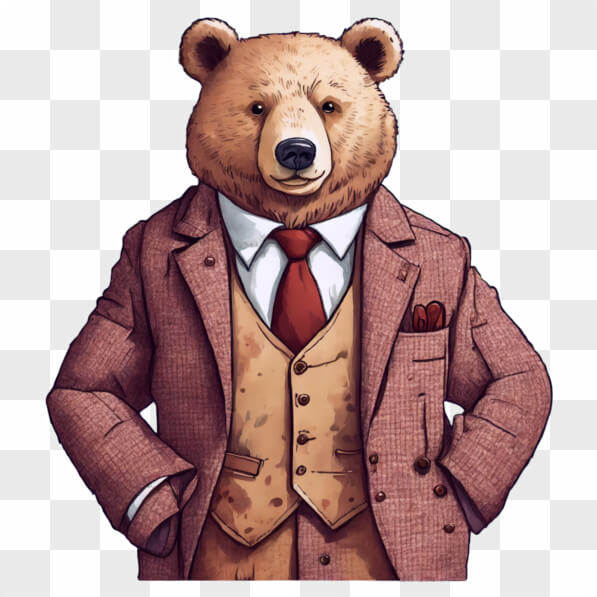 Download Dapper Bear in Formal Attire Cartoons Online - Creative Fabrica