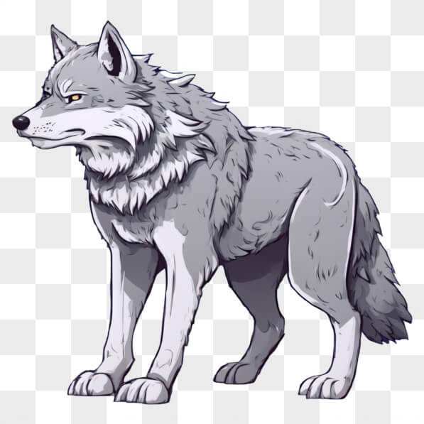 Download Grey Wolf in Animated Style Cartoons Online - Creative Fabrica