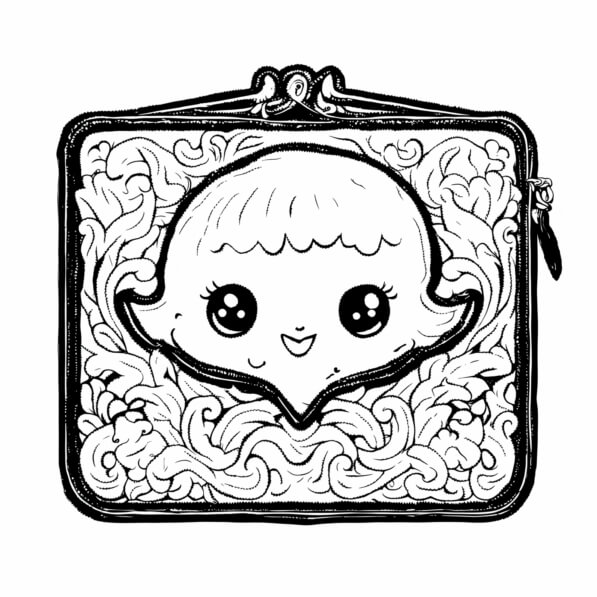 Download Whimsical Cartoon Creature in Ornate Pouch Coloring pages ...