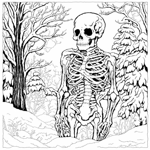 Download Skeletal Figure in Winter Landscape Coloring pages Online ...