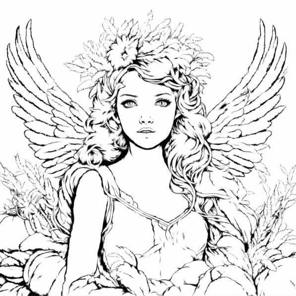 Download Ethereal Woman with Angelic Wings Coloring pages Online ...