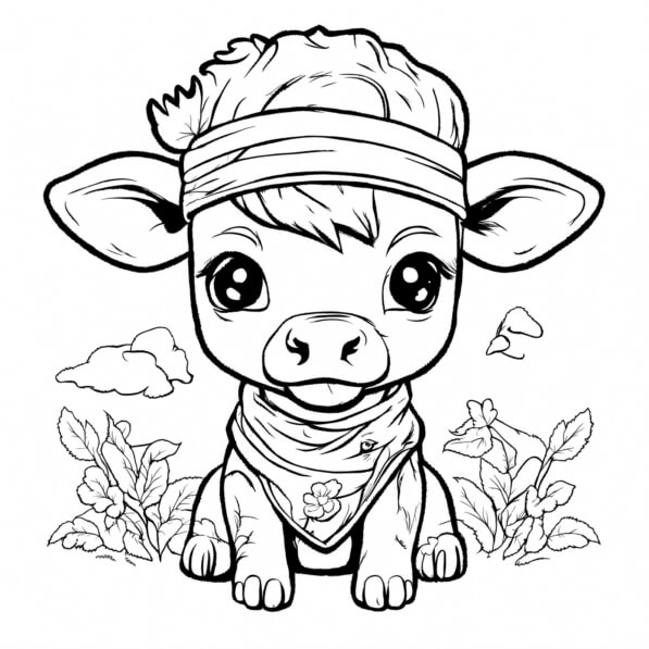 Descarga Tierno ternero de dibujos animados con bufanda y diadema ...