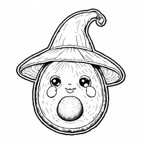 Download Cute Avocado Character in Wizard Hat Coloring pages Online ...