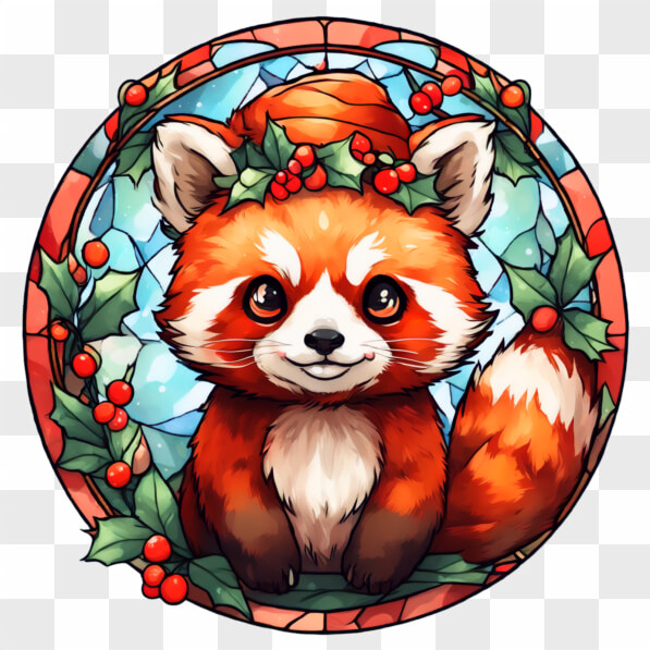 Download Kawaii Red Panda with Holiday Wreath Kawaii Online - Creative ...