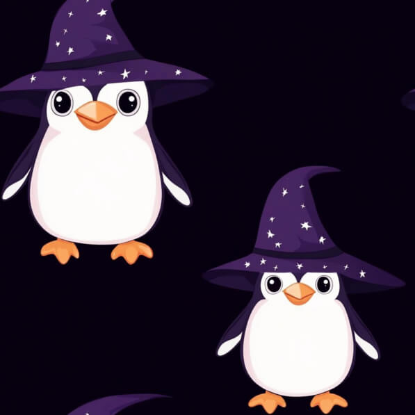 Download Whimsical Penguin Wizards on Dark Background Patterns Online ...