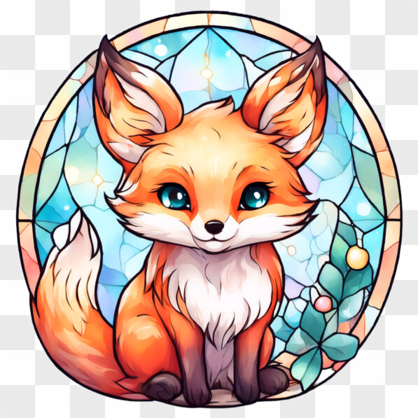 Download Kawaii Fox with Stained Glass Background Kawaii Online ...