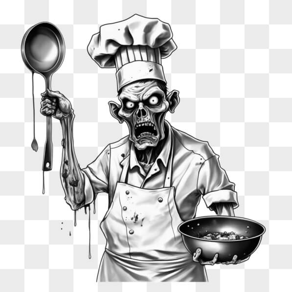 Descarga Chef Zombie Sosteniendo Cuchara y Tazón Bocetos En Línea ...