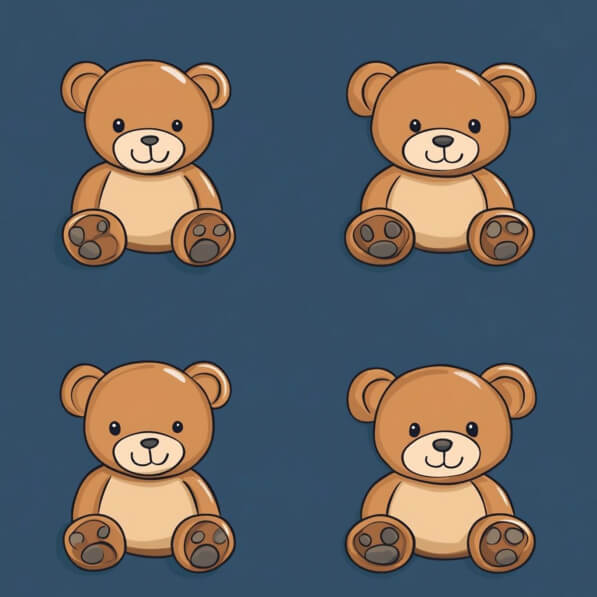 Descarga Cuatro ositos de peluche de dibujos animados sobre un fondo ...