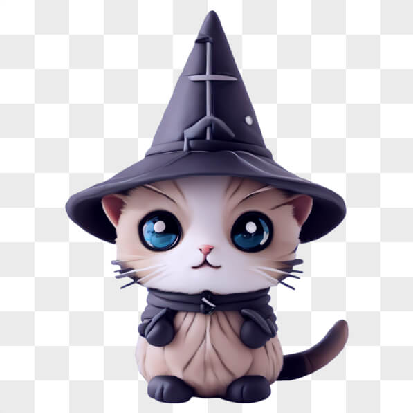 Download Kawaii Cat Wizard with Pointed Hat Kawaii Online - Creative ...