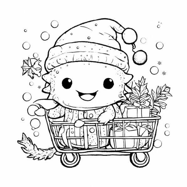 Download Festive Aquatic Character in a Shopping Cart Coloring pages ...