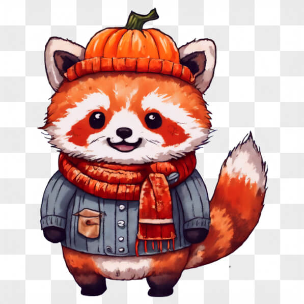 Download Kawaii Red Panda Character in Cozy Winter Outfit Kawaii Online ...