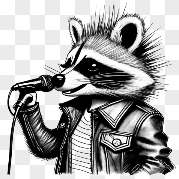 Download Rock Star Raccoon Singing into a Microphone Sketches Online ...