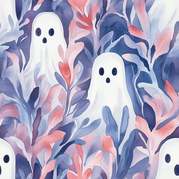 Download Whimsical Ghosts in Colorful Foliage Patterns Online ...