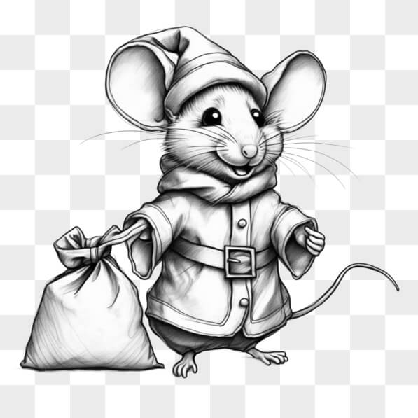 Descarga Ratón de dibujos animados alegre con saco Bocetos En Línea ...