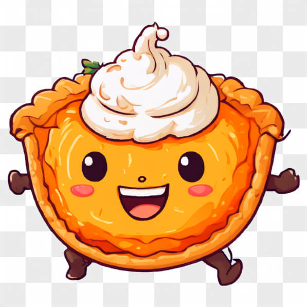 Download Kawaii Pumpkin Pie Character with Whipped Cream Kawaii Online ...