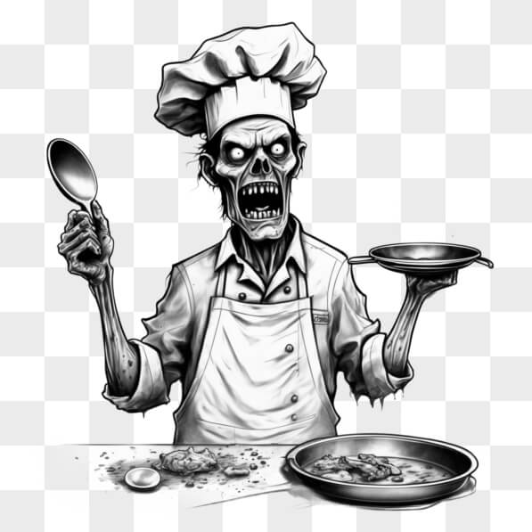 Download Zombie Chef Cooking Sketches Online - Creative Fabrica
