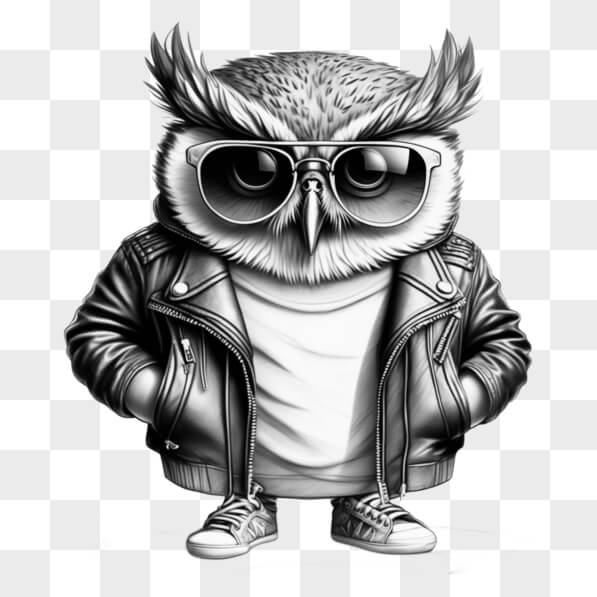Download Cool Owl in Leather Jacket Sketches Online - Creative Fabrica