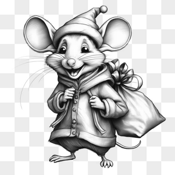 Descarga Ratón de dibujos animados alegre con saco Bocetos En Línea ...