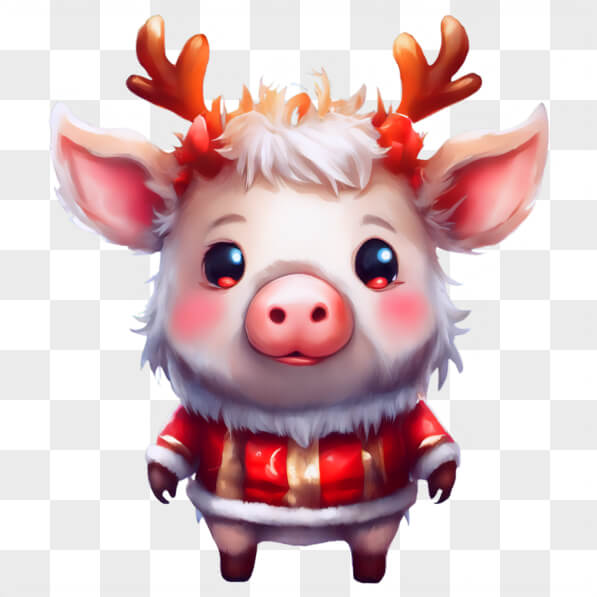 Descarga Cerdo navideño Kawaii con cuernos de reno Kawaii En Línea ...