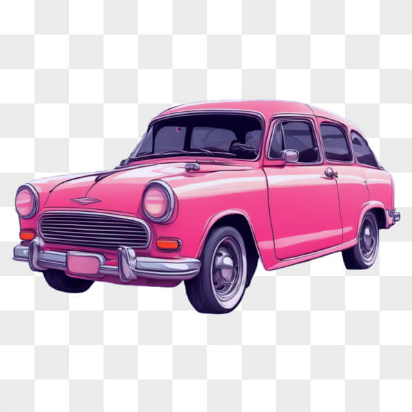 Download Vintage Pink Car Cartoons Online - Creative Fabrica