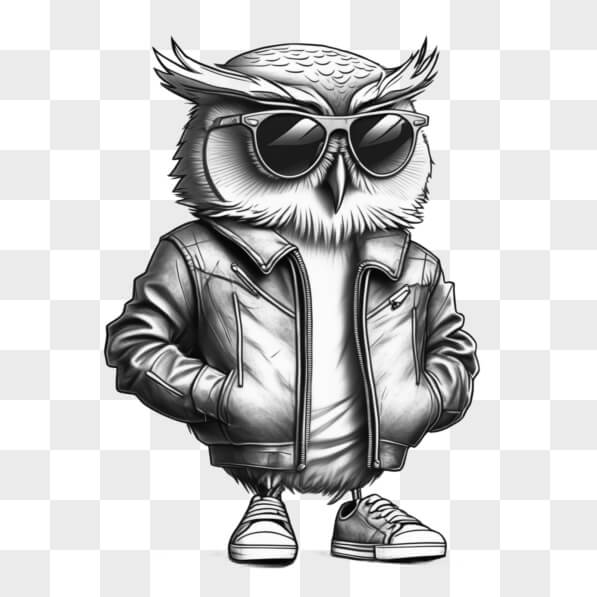 Télécharger Hibou de dessin animé cool en veste en cuir Esquisses En ...