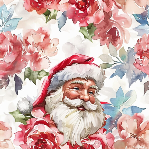 Download Festive Santa Claus with Floral Background Patterns Online ...