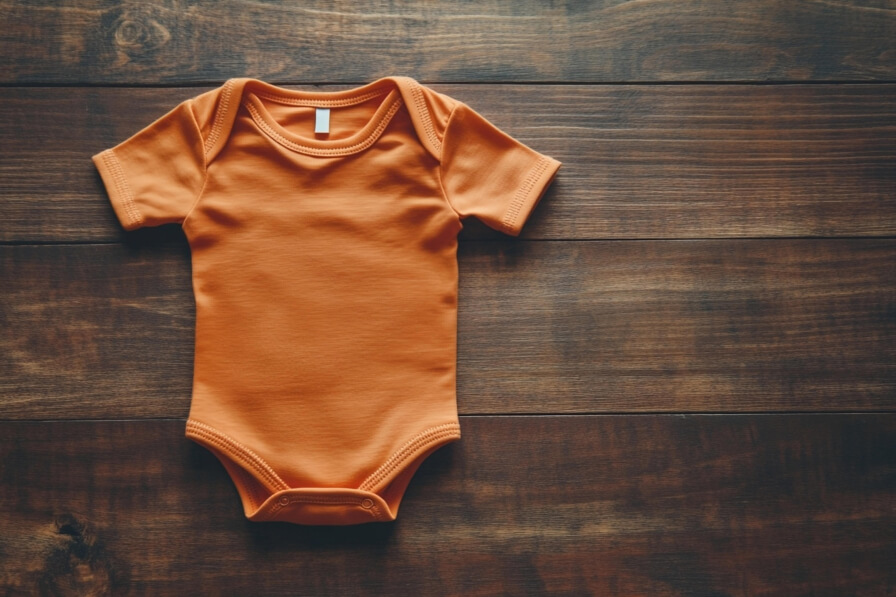 Download Orange Onesie on Wooden Surface Mockups Online - Creative Fabrica