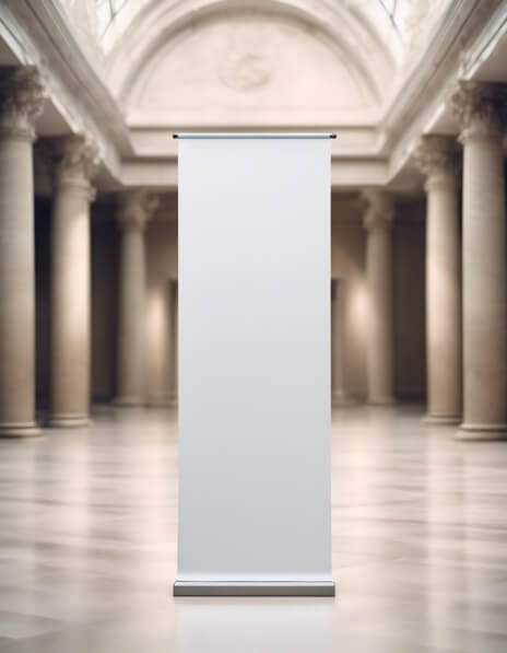 Download Blank Pull-Up Banner in Elegant Indoor Space Mockups Online ...