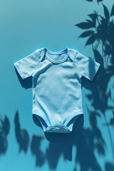 Download Light Blue Baby Onesie on Blue Background Mockups Online ...