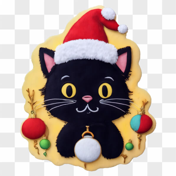Descarga Gato negro festivo con gorro de Santa y adornos Cartoons En ...