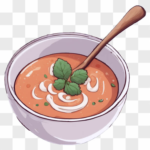 Download Kom met romige soep garneert met kruiden Cartoons online op ...