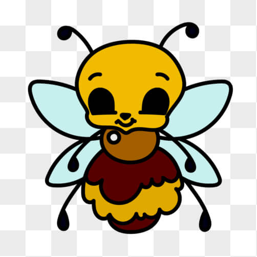 Download Cute Cartoon Bee with Blue Wings PNGs Online - Creative Fabrica