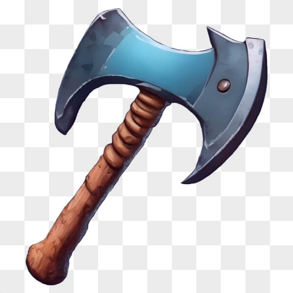 Download Stylized Axe with Blue Blade Cartoons Online - Creative Fabrica