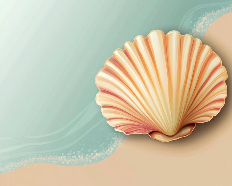 Download Illustration of a Seashell on Sandy Beach Backgrounds Online ...